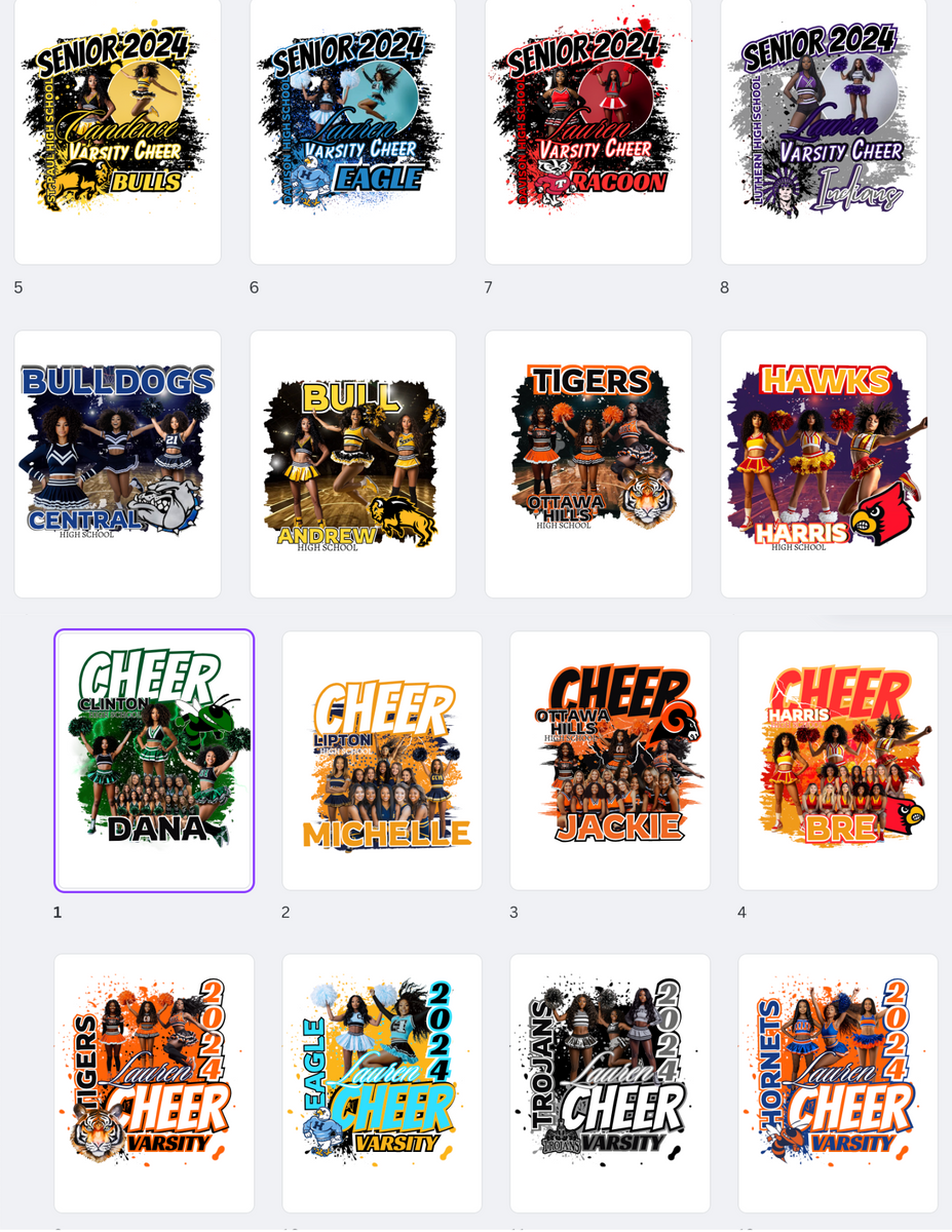 16 Cheer designs (Canva editable) – Smh Customized LLC
