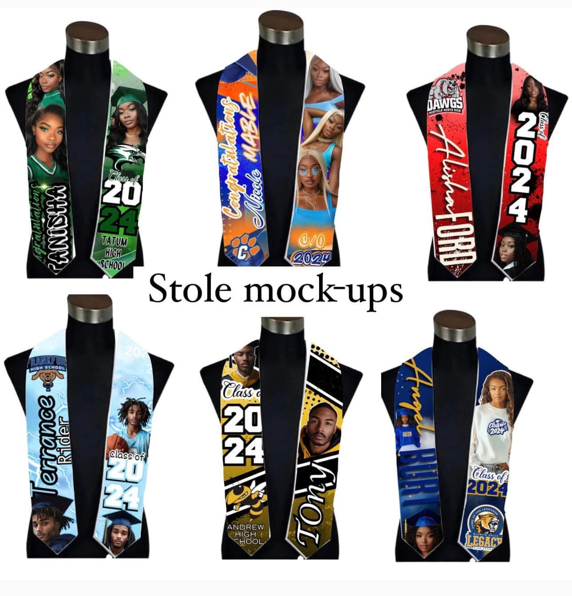 7 Different editable stole templates – Smh Customized LLC