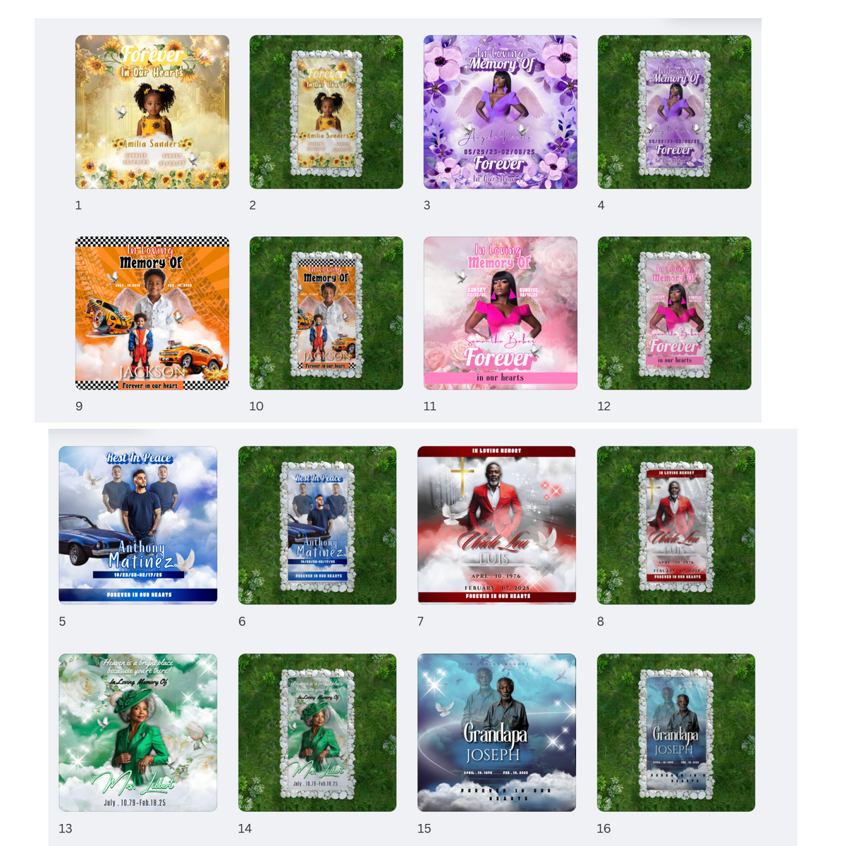 8 Memorial designs – Smh Customized LLC